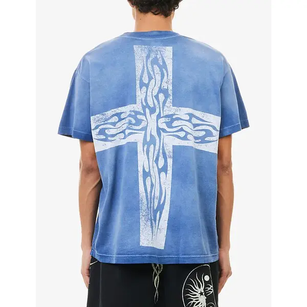 HELLSTAR Carty Graphic-print Cotton-jersey T-shirt - Blue