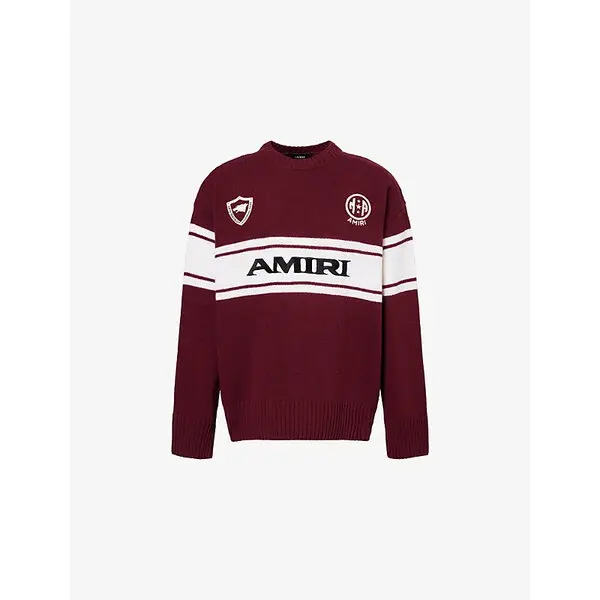 Amiri Brand-embroidered Striped Wool Jumper