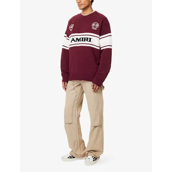 Amiri Brand-embroidered Striped Wool Jumper