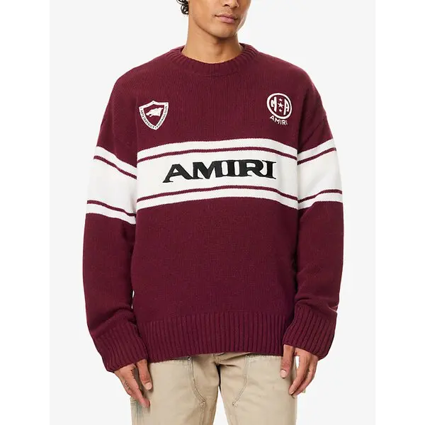 Amiri Brand-embroidered Striped Wool Jumper
