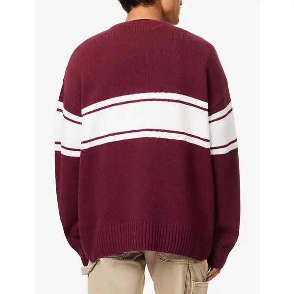 Amiri Brand-embroidered Striped Wool Jumper