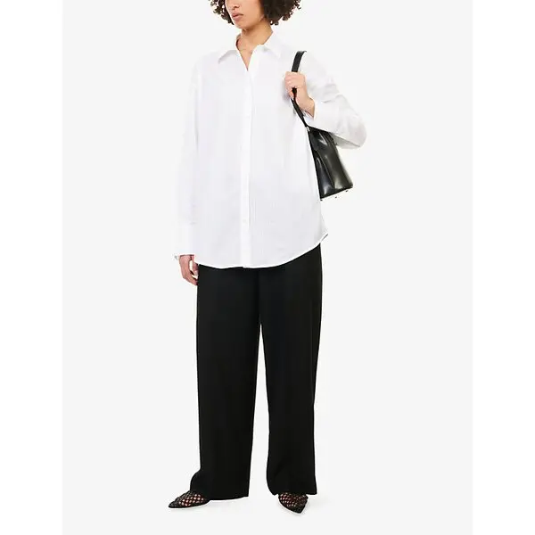 TOTEME Flannel Wide-leg Woven Trousers - Black