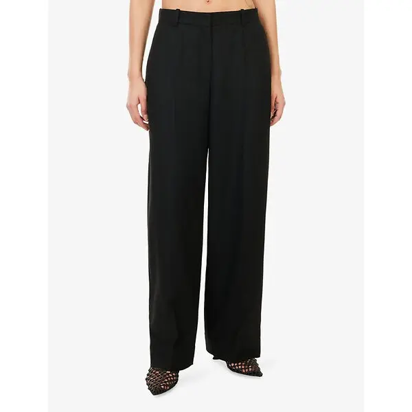 TOTEME Flannel Wide-leg Woven Trousers - Black