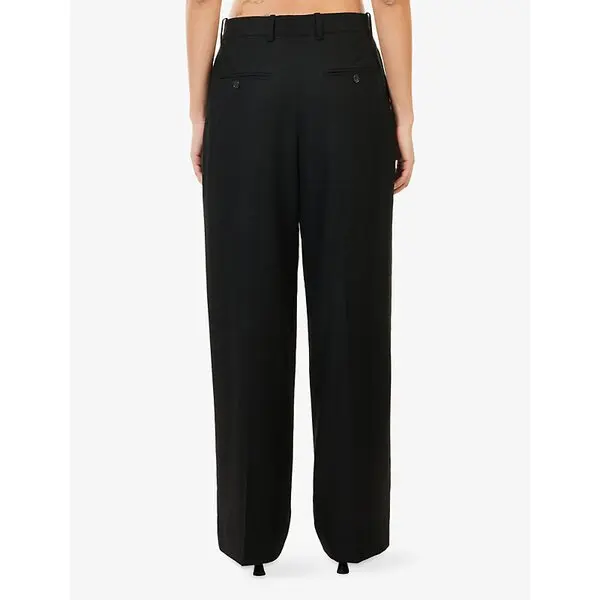TOTEME Flannel Wide-leg Woven Trousers - Black
