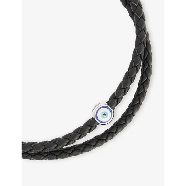 Tateossian Double Wrap Leather And Sterling Silver Bracelet