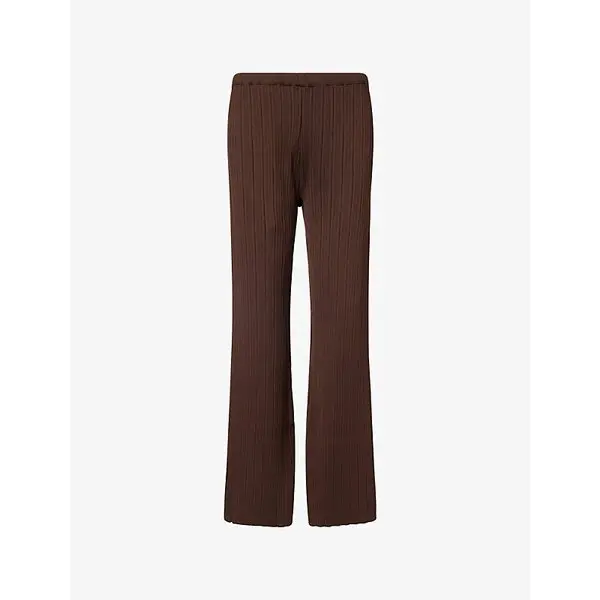 THE COUTURE CLUB Embroidered-logo Ribbed Knit Trousers