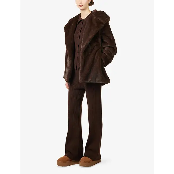 THE COUTURE CLUB Embroidered-logo Ribbed Knit Trousers