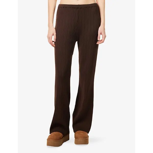 THE COUTURE CLUB Embroidered-logo Ribbed Knit Trousers