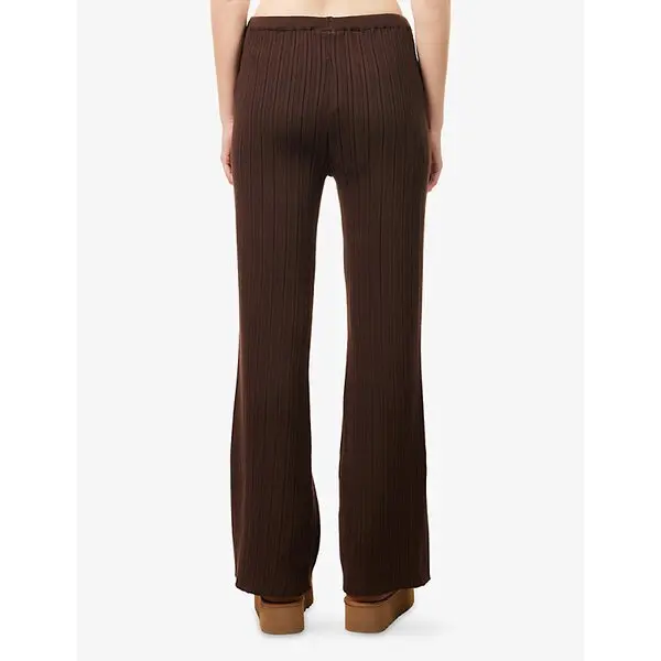 THE COUTURE CLUB Embroidered-logo Ribbed Knit Trousers