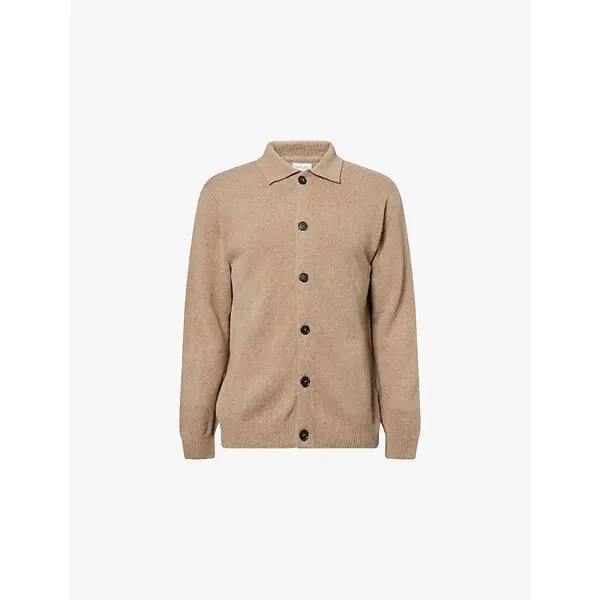 Sunspel Knitted Lambswool Cardigan With Collar