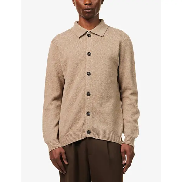 Sunspel Knitted Lambswool Cardigan With Collar