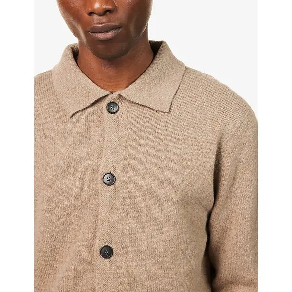 Sunspel Knitted Lambswool Cardigan With Collar