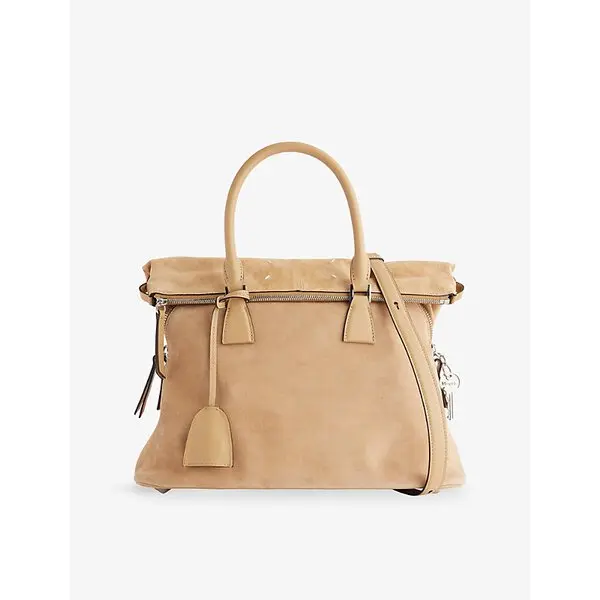 MAISON MARGIELA Soft 5ac Medium Suede Top Handle Bag - Camel