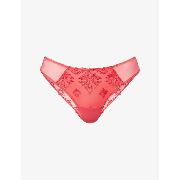 Chantelle Champs Elysees Tanga Lace Briefs - Sweet Velvet Red