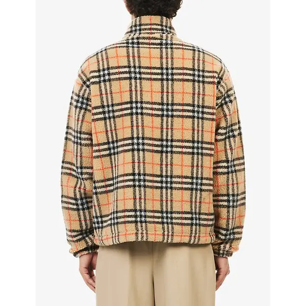 Burberry Check-print High-neck Wool-blend Jacket