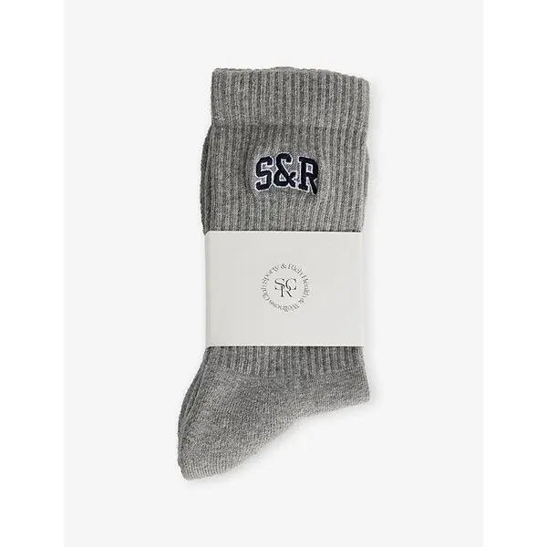SPORTY & RICH Duty Ivy Logo Cotton-blend Socks - Heather Gray