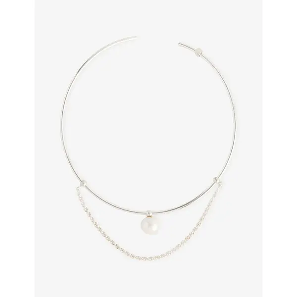 PLOW Fresh-water Pearl-charm Sterling- Choker - Silver