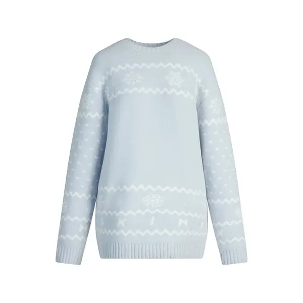 SKIMS Cozy Light Crewneck Pullover - Zen Blue Heart Fair Isle