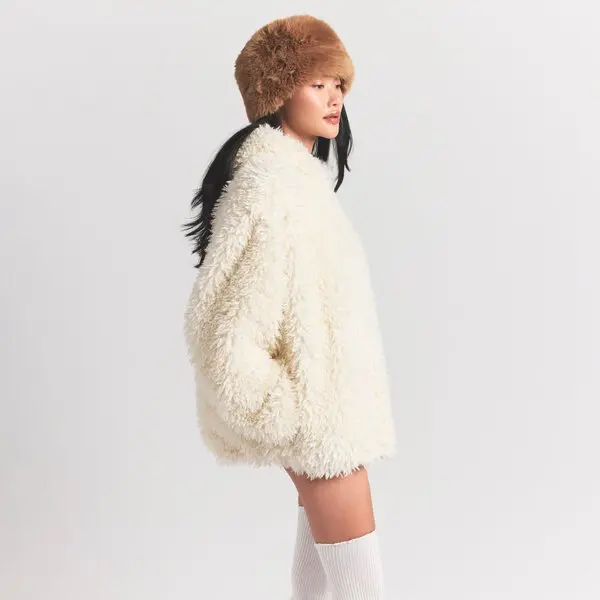 SKIMS Faux Fur Hoodie - Egret