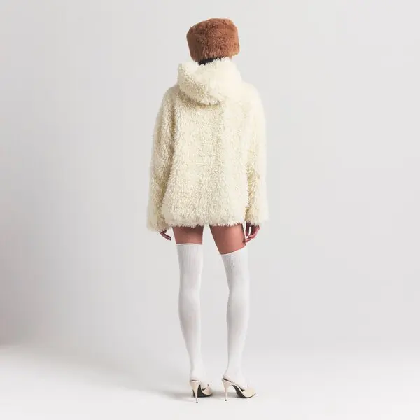 SKIMS Faux Fur Hoodie - Egret