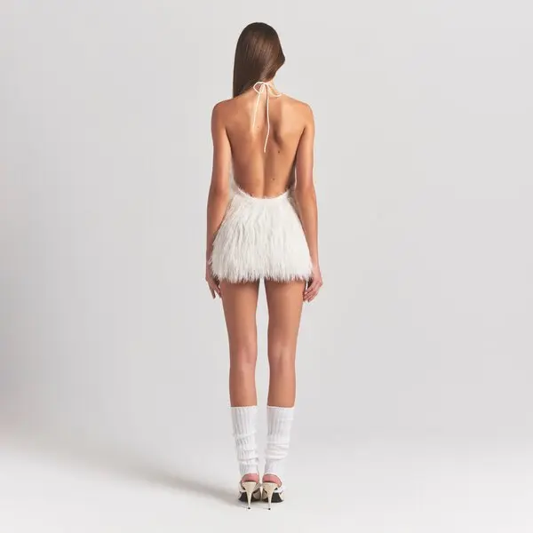 skims halter mini dress CUPRO JERSEY WRAP MINI DRESS | ALMOND