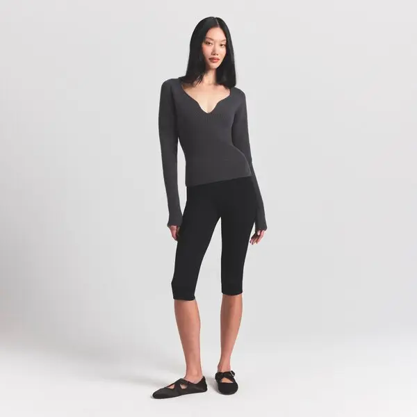 SKIMS Ribbed Long Sleeve Top - Ash