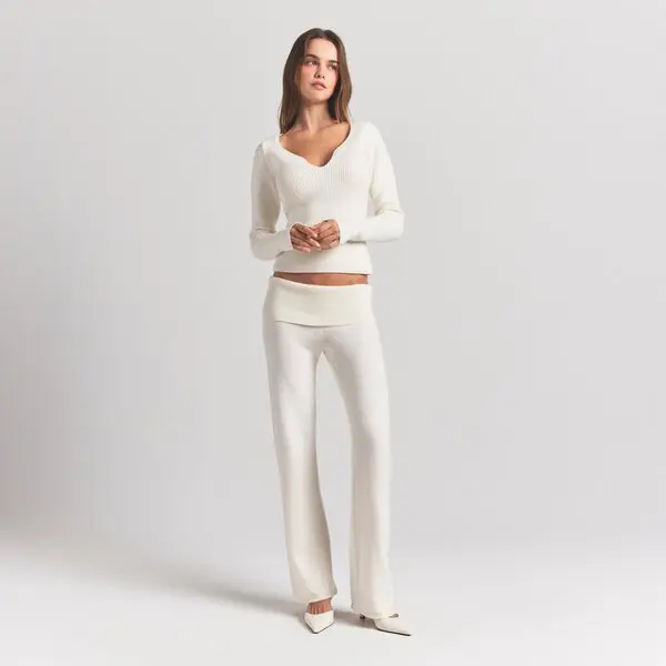 SKIMS Ribbed Long Sleeve Top - Ivory