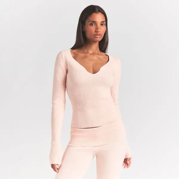 SKIMS Ribbed Long Sleeve Top - Primrose