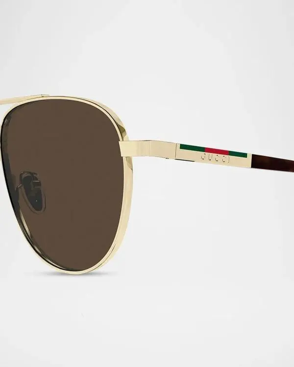Gucci Subtle Web 56mm Aviator Sunglasses