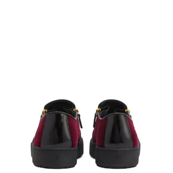 GIUSEPPE ZANOTTI Velvet Slip-ons With Signature Detail - Red