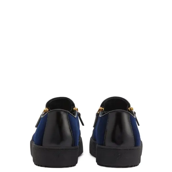 GIUSEPPE ZANOTTI Velvet Slip-ons With Metal Signature - Blue