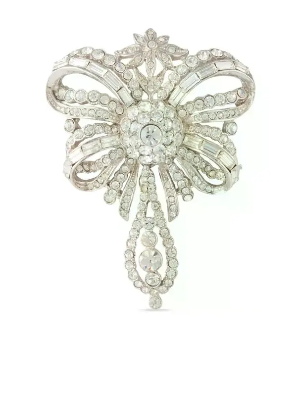 SUSAN CAPLAN 1980s Attwood & Sawyer Crystal-embellished Brooch - White