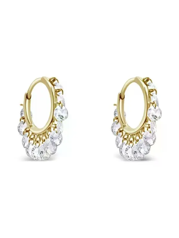 JEWELS AFICIONADO 18k Yellow Diamond Hoop Earrings - Gold