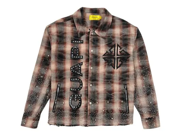 GUAPI Rhinestone Flannel Shirt - Mocha