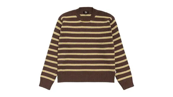 StÜssy Chunky Cotton Stripe Sweater - Forest