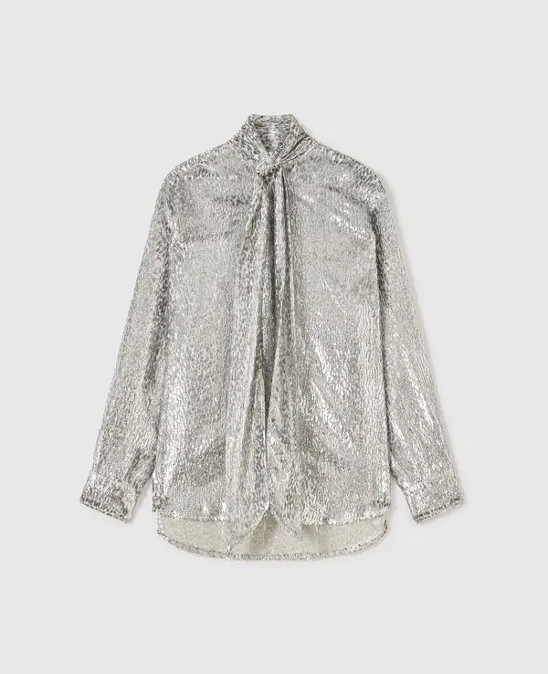 Stella McCartney Metallic Velvet Tie-neck Shirt