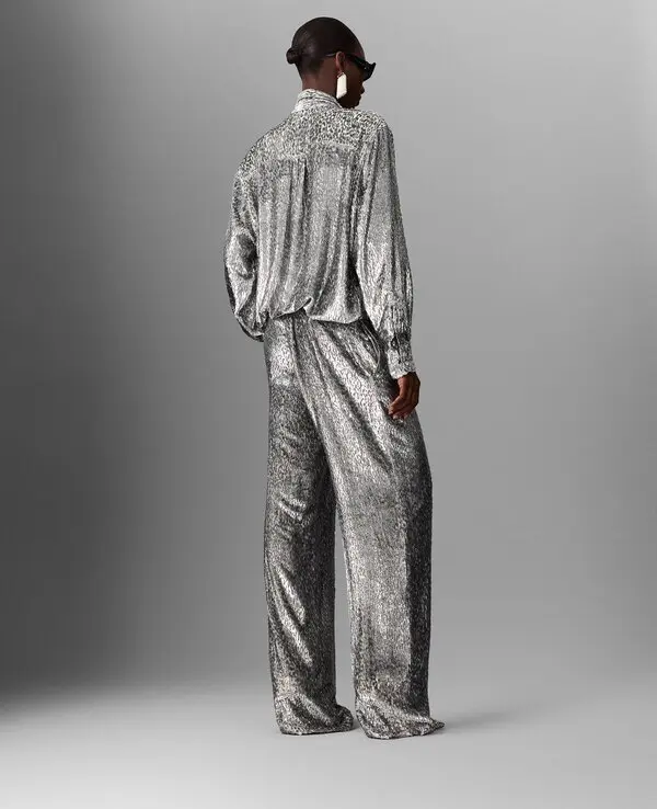 Stella McCartney Metallic Velvet Tie-neck Shirt