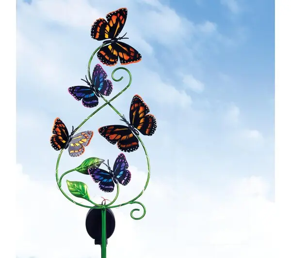 SUNSET VISTA DESIGNS Solar Butterfly Kaleidosco Pe Garden Stake - One-color