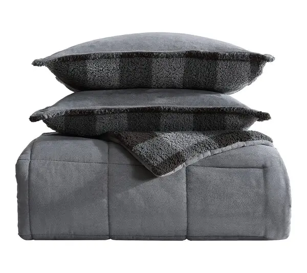 Eddie Bauer Cabin Plaid Grey King Comforter Set