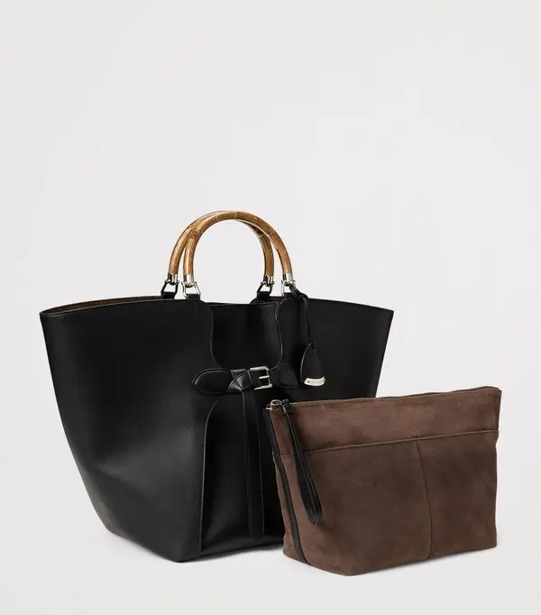 Ralph Lauren Large Leather Tote Bag - Black
