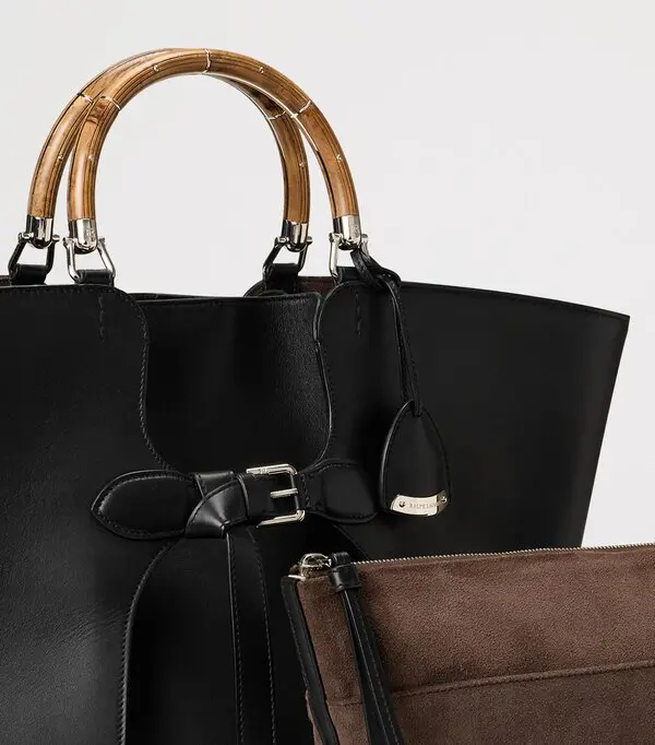 Ralph Lauren Large Leather Tote Bag - Black