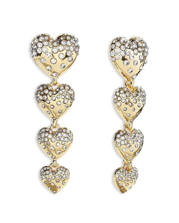 Baublebar Pave Heart Linear Drop Earrings - Gold