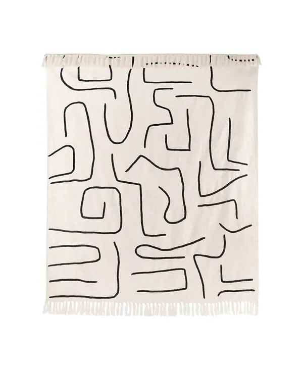 GAURI KOHLI Slovenia Throw Blanket - Shades Of Ivory And Black