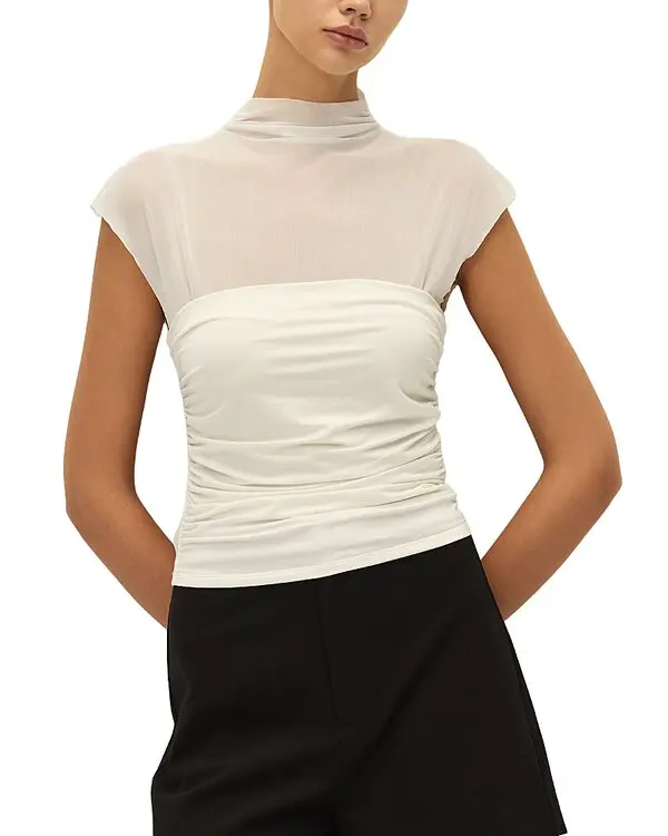 ELODIE THE LABEL Lana Mock Neck Top - Ivory
