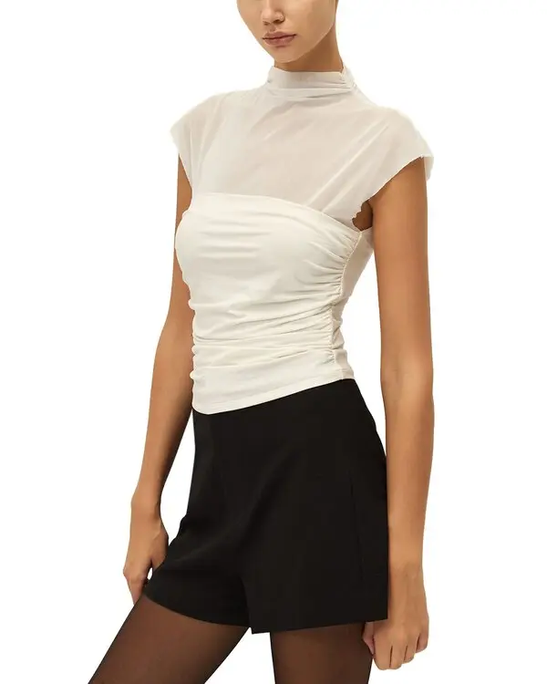 ELODIE THE LABEL Lana Mock Neck Top - Ivory