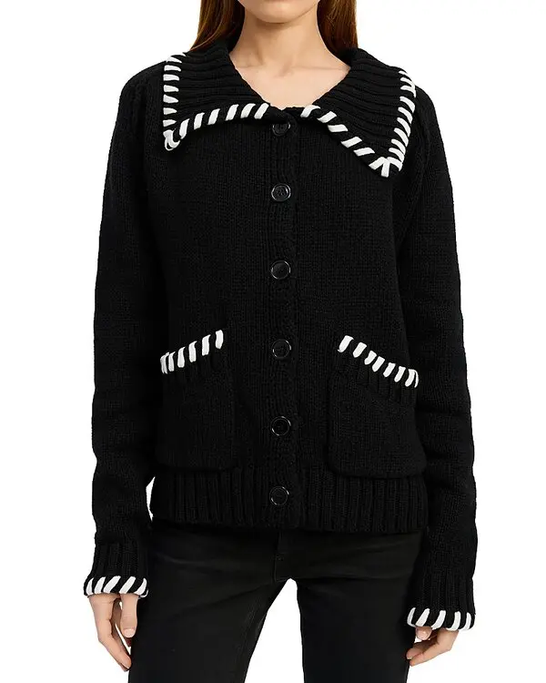 EN SAISON Piper Whipstitch Collared Cardigan Sweater