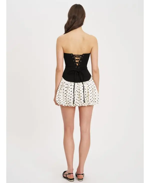 bubble hem corset mini dress Jessamy Off-Shoulder Layered Bubble Hem Corset Mini Dress in Black