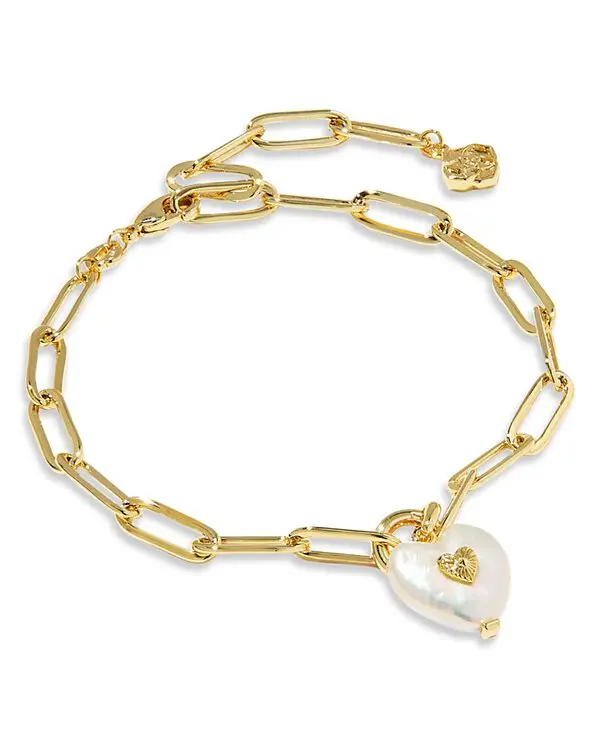 Kendra Scott Cultured Freshwater Pearl Heart Dangle Sasha Bracelet - Gold