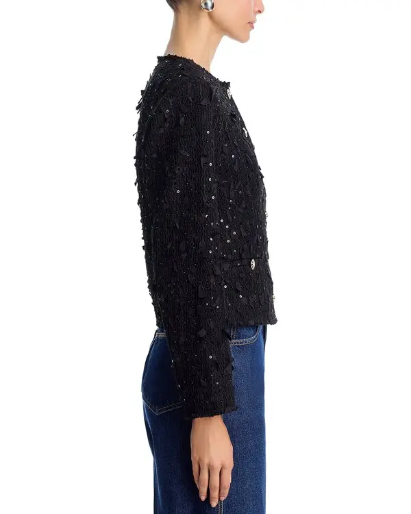 Aqua Ribbon Sequined Tweed Jacket