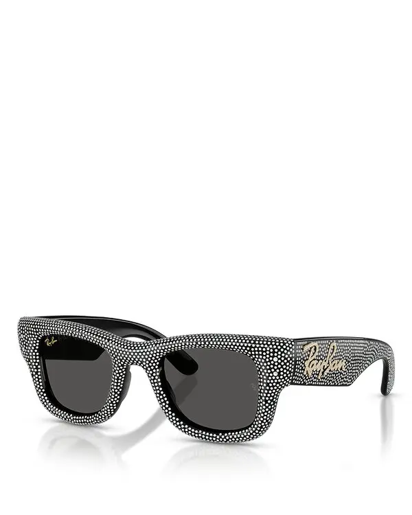 Ray-ban A$ap Rocky Wayfarer Puffer Crystal Pave Edition Square Sunglasses, 47mm - Black With Strass Pave/dark Grey